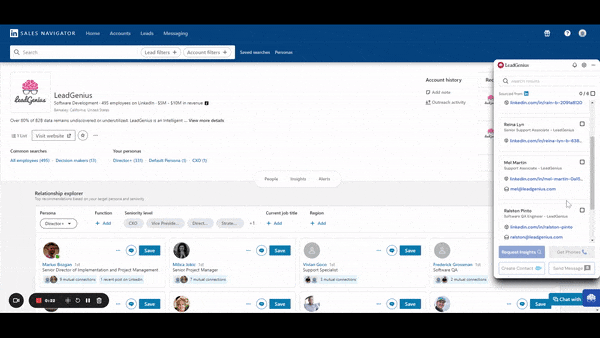 Search for contacts (Sales Navigator) – LeadGenius