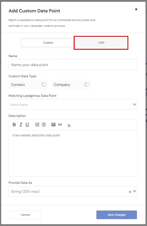 Creating Custom Data Points – LeadGenius Creating Custom Data Points – LeadGenius