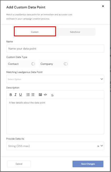 Creating Custom Data Points – LeadGenius