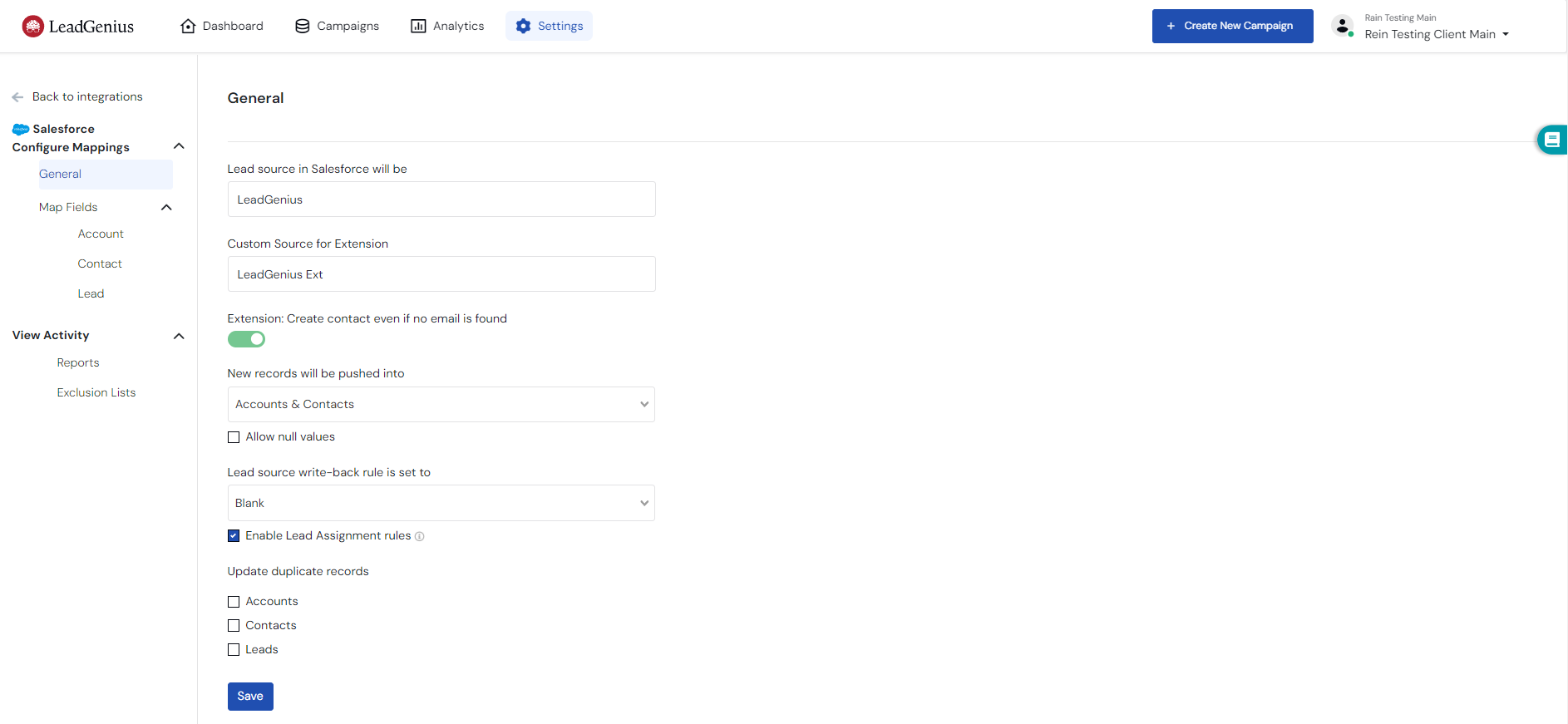 Salesforce Field Mapping on LeadGenius – LeadGenius